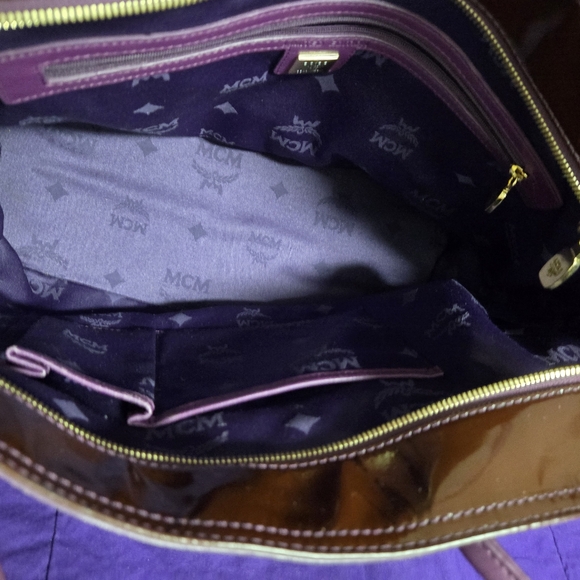 MCM | Bags | Authentic Mcm Limited Edition Patent Leather Maroon Purple ...